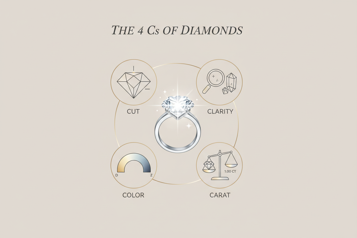 The 4 Cs of Diamonds – Cut, Colour, Clarity & Carat Explained